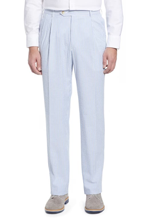 BERLE Berle' Pleated Seersucker Cotton Dress Pants